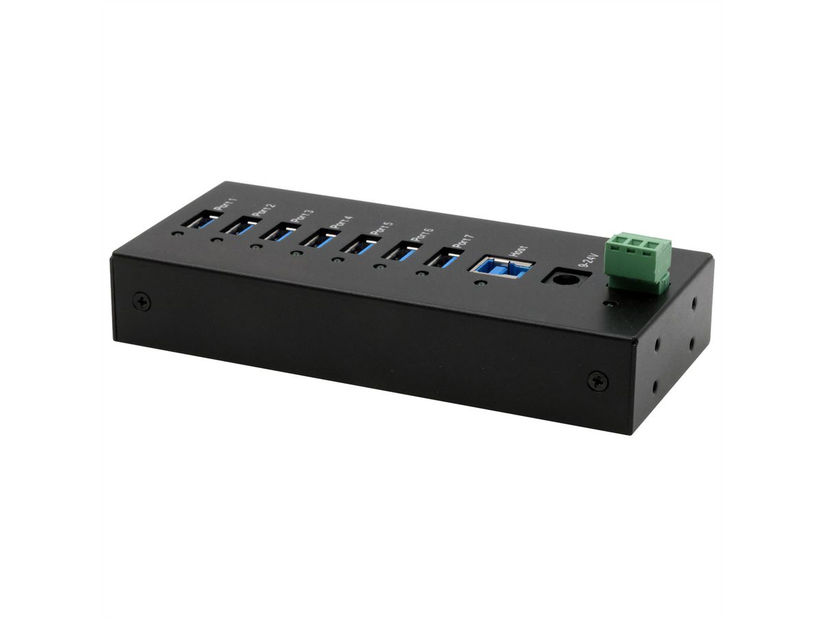 EXSYS EX-11247HMS 7 Port USB 3.2 Gen 1 HUB Din-Rail Kit und Wand VIA VL813 Chipset - SECOMP AG