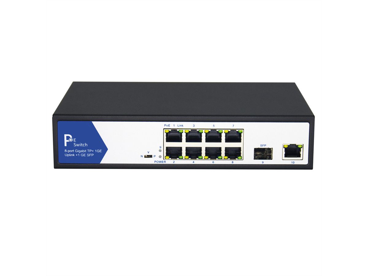 VALUE PoE+ Gigabit Ethernet Switch, 8+2 Uplink Ports (1x GbE, 1x SFP ...