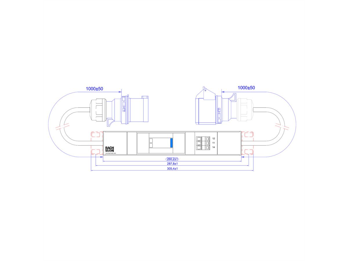 BACHMANN ÜSS Modul 1 phasig, 1x32A ÜSS 1m H05VV-F 3G4,0mm CEE 32A ...