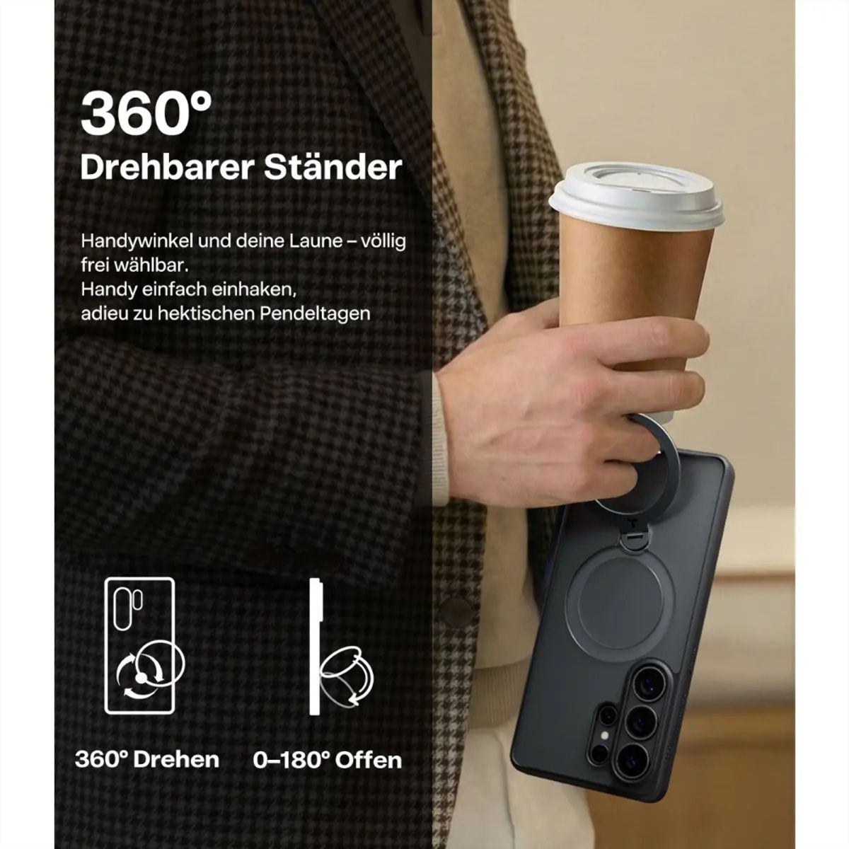 Torras Ostand 360° Spin Schutzhülle, Galaxy S26 Ultra, schwarz - SECOMP AG
